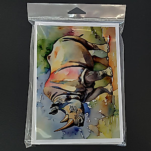 Caroline's Treasures DAC2985GCA7P Rhinoceros Greeting Cards Pack of 8 Blank Cards with Envelopes Whimsical A7 Size 5x7 Blank Note Cards