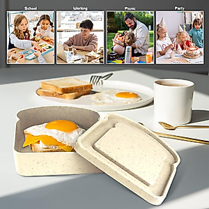 GothaBach 4 PCS Toast Shape Sandwich Box, 14Oz Sliced Toast box， Toast Fresh-keeping Container, Sandwich Containers for lunch boxes-Allow Microwave Heating and Frozen Preservation