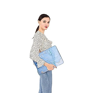 MOSISO Laptop Sleeve Compatible with MacBook Air/Pro, 13-13.3 inch Notebook, Compatible with MacBook Pro 14 inch 2023-2021 A2779 M2 A2442 M1, Polyester Vertical Watercolor Marble Bag, Blue