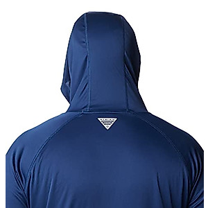 Columbia Men's Terminal Tackle Hoodie, Carbon/Ancient Fossil Logo, Large
