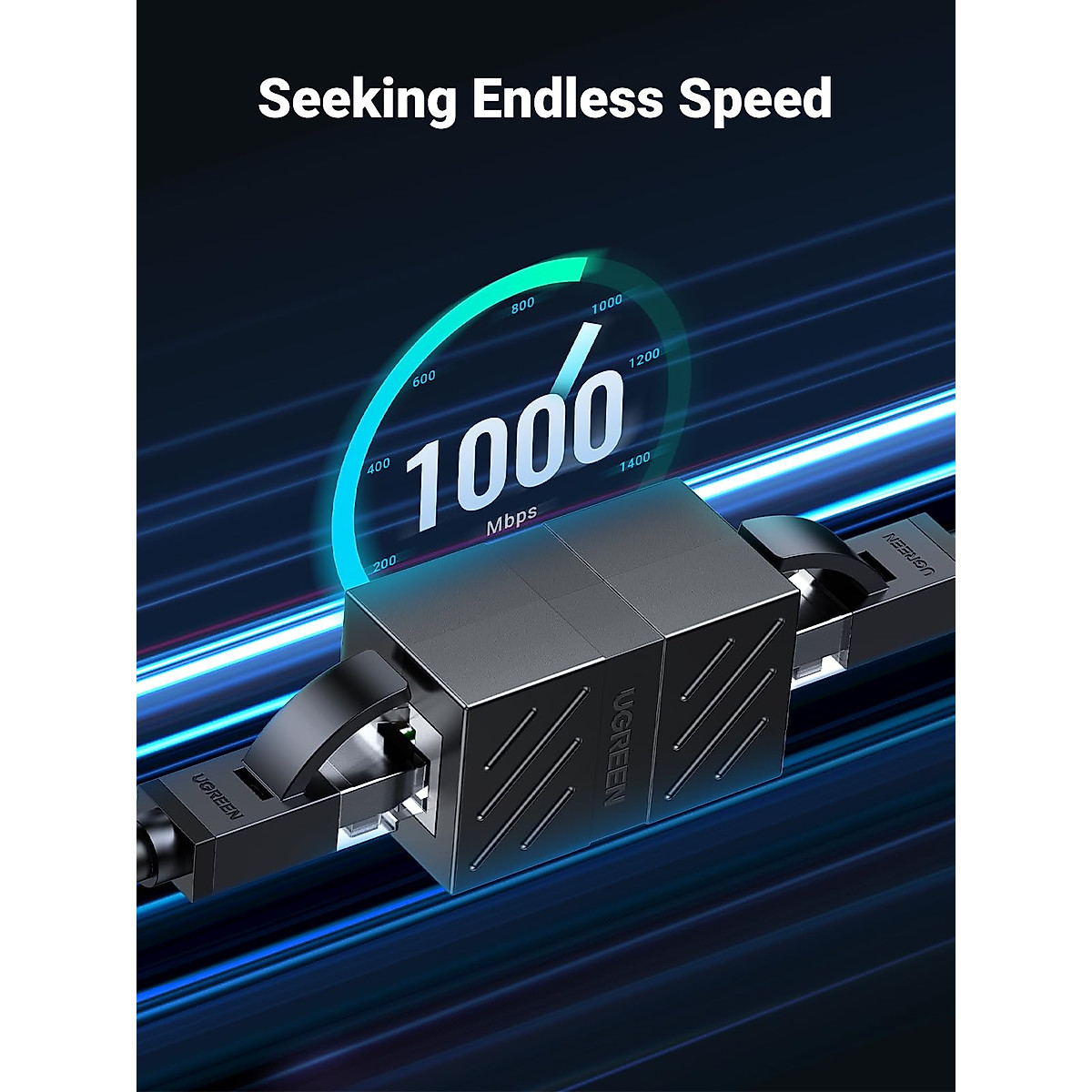 UGREEN RJ45 Coupler Ethernet Extender 1000Mbps, Cat7 Cat6 Cat5e 328ft Ethernet Cable Extender Ethernet Adapter, LAN Connector in Line Coupler Female to Female Black