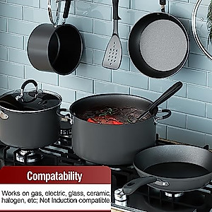 Cook N Home Pots and Pans Set Nonstick Professional Hard Anodized Cookware Sets 12-Piece, Dishwasher Safe with Stay-Cool Handles, Black
