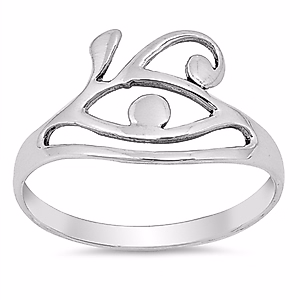 Abstract Statement Evil Eye Loop Ring New .925 Sterling Silver Band Size 6