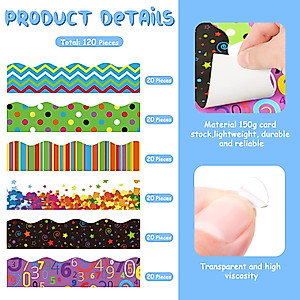 Containlol Classroom Borders for Bulletin Board, 118 Ft Geometric Scalloped Trim Rainbow Bulletin Board Boarders for Home Office Classroom Wall Chalkboard Decoration