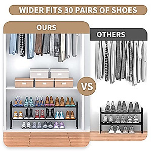 Dicasser 2-Tier Long Shoe Rack Organizer Extra Large Capacity for 18 Pairs,Black