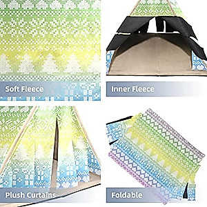 enheng Small Pet Hideout Christmas Tree Snowflake Colorful Hamster House Guinea Pig Playhouse for Dwarf Rabbits Hedgehogs Chinchillas