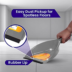 Chakaachak Heavy Duty Dust Pan with Rubber Edge, 13" Handheld Dustpan with Hanging Hole for Home/Household Cleaning, Industrial, Countertops (Pack of 4, Grey)