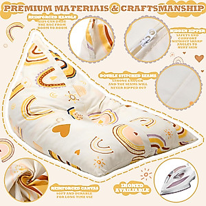 Boho Bean Bag Chair Cover Stuffed Animal Storage Bean Bag Bean Bag Cover Canvas Stuff Animal Storage Organizer Holder Unicorn Beanbag Seats Furniture for Playroom Bedroom