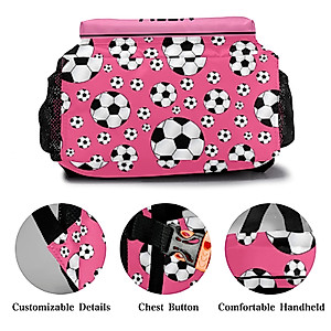 NZOOHY Soccer Balls Pink Personalized Kids School Backpack Custom for Boys Girls Primary Daypack School Bookbag Travel Bag