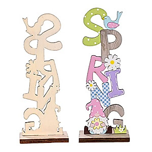 KUYYFDS Easter Table Decorations Wooden Centerpiece Signs, Easter Table Sign Decor Wooden Bunny Spring Easter Letter Tabletop Ornaments 2PCS