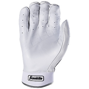 Franklin Sports MLB Powerstrap Batting Gloves, Pearl/White - Adult Medium