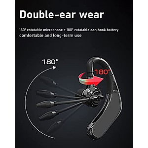 Mosonnytee Headphones Wireless Bluetooth earpiece Noise Cancelling Headphones with Microphone Truck Bluetooth Headset Hands-Free for Cell Phone with Replaceable Batteries for 20-Hours (Gold)