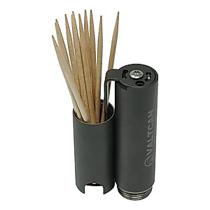 Valtcan Toothpick Holder Titanium Salt Dispenser Canister Keychain Pocket Valt_E3 Portable Design for Travel EDC Ultra Lightweight Reusable Compact & Convenient On-the-Go Metal Case