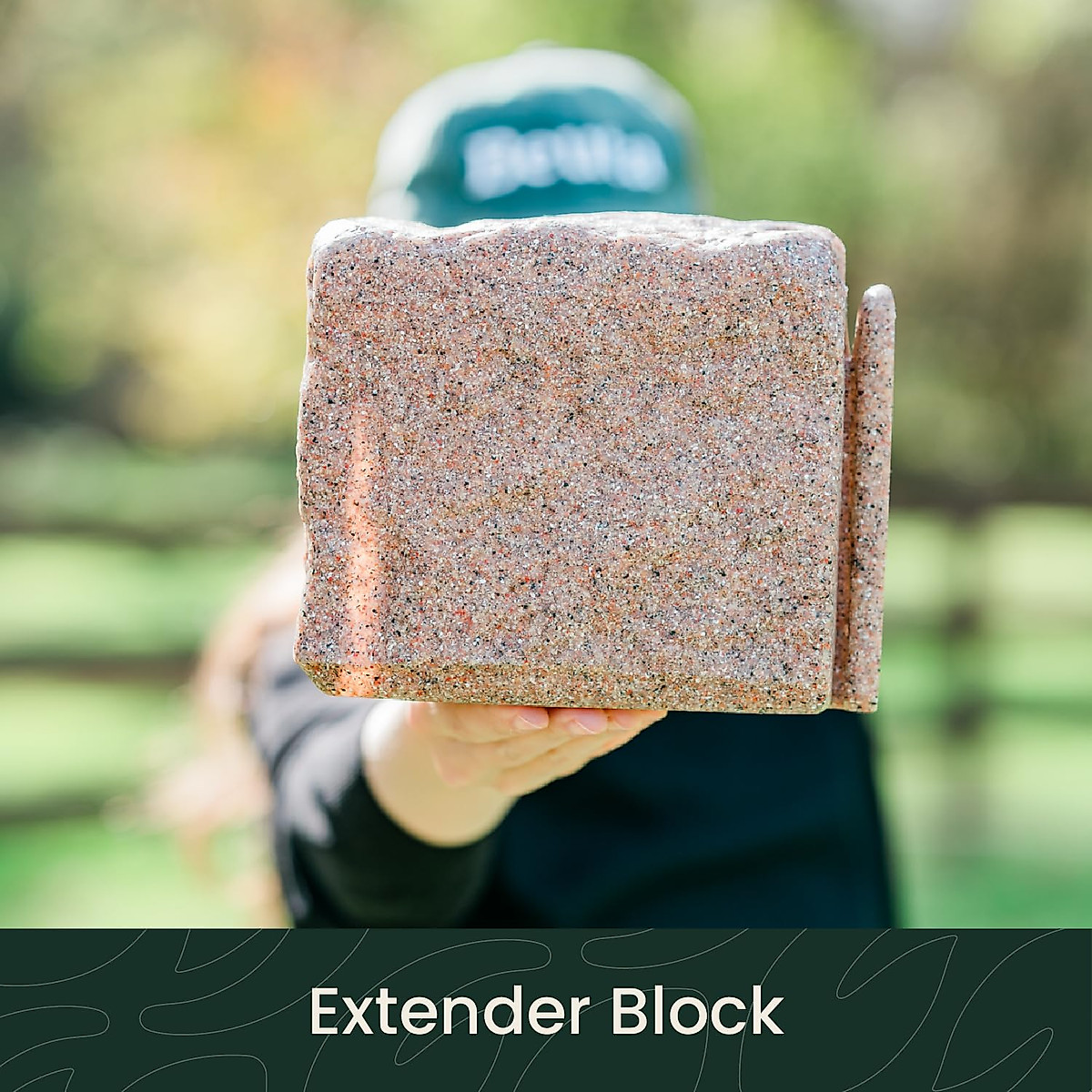 Beuta Sandstone Extender Block – Landscape Edging for Lawn & Garden, Easy No Dig Installation and Connects to Other Beuta Blocks, Heavy Duty Composite Resin Flex Wall Stone - 1 pc.