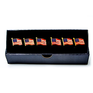 MRCUFF United States of America Flag USA Tuxedo Cufflinks and Studs Set in a Presentation Gift Box & Polishing Cloth