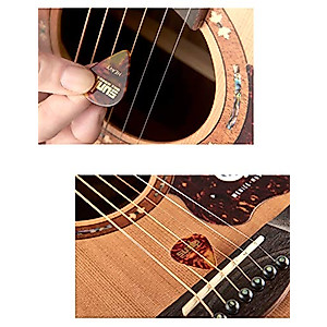 Premium Guitar Picks 24pcs Thin Medium Heavy Gauge Variety Pack with Picks Holder Plastic Picks Box SUNLP Celluloid Guitar Picks for Acoustic Classical Electric Guitar Bass 0.46mm & 0.71mm & 0.96mm