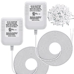 Hotop 2 Pack 24 Volt Transformer, 16.4FT Long C Wire Adapter Thermostats for Most Versions of Smart Thermostat and Ring Doorbell, Compatible with Nest Ecobee Sensi and Nest Skybell Eufy Wyze
