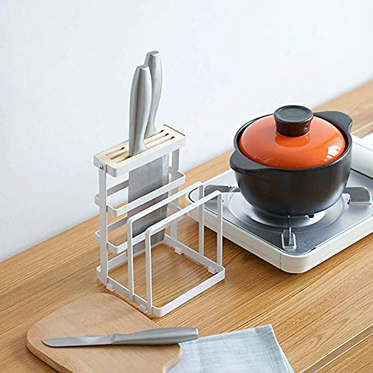 ZH1 Household Multifunctional Cutting Board Rack, Kitchen Storage Knife Rack, Bottom Non-Slip Design, Can Put Knives, Pot Covers, Cutting Boards.