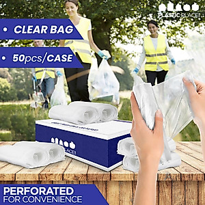 Plasticplace 42 Gallon Contractor Trash Bags │ 4.0 Mil │Clear Heavy Duty Garbage Bags │ 33" x 48" (50 Case)