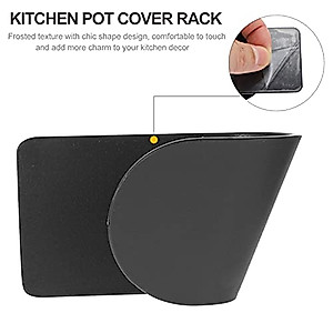 FRCOLOR 4pcs Pot Lid Holder Wall- Mounted Pot Lid Storage Rack Punch- Free Pan Cover Hanger Cutting Board Stand Kitchen Tools Shelf for Cupboard Cabinet Door Organizer Black