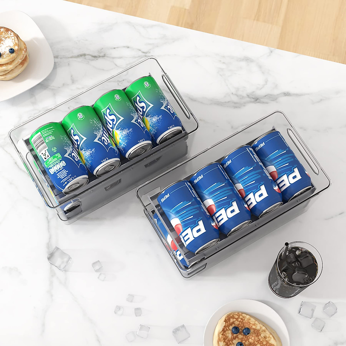 UDEAR Stackable Soda Can Dispenser Rolling Pop Cans Organizer for Refrigerator Fridge Storage for 8 Drink Cans,Grey