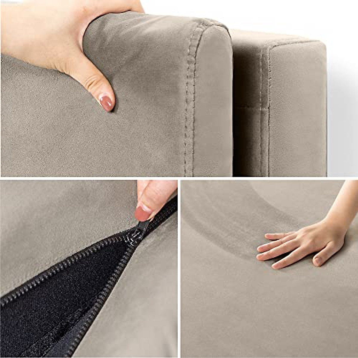 ZINUS Taylor Velvet Upholstered Platform Bed Frame with Split Headboard, Velvet Bed Frame, No Box Spring Needed, Easy Assembly, Latte, Full