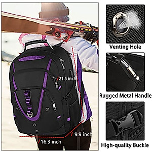 18.4 inch Travel Backpack Men Women, 55-60L Extra Large Laptop Backpack RFID Anti Theft TSA Friendly Flight Approved Backpacks, Water Resistant College School Heavy Duty With USB Charging Port, Purple