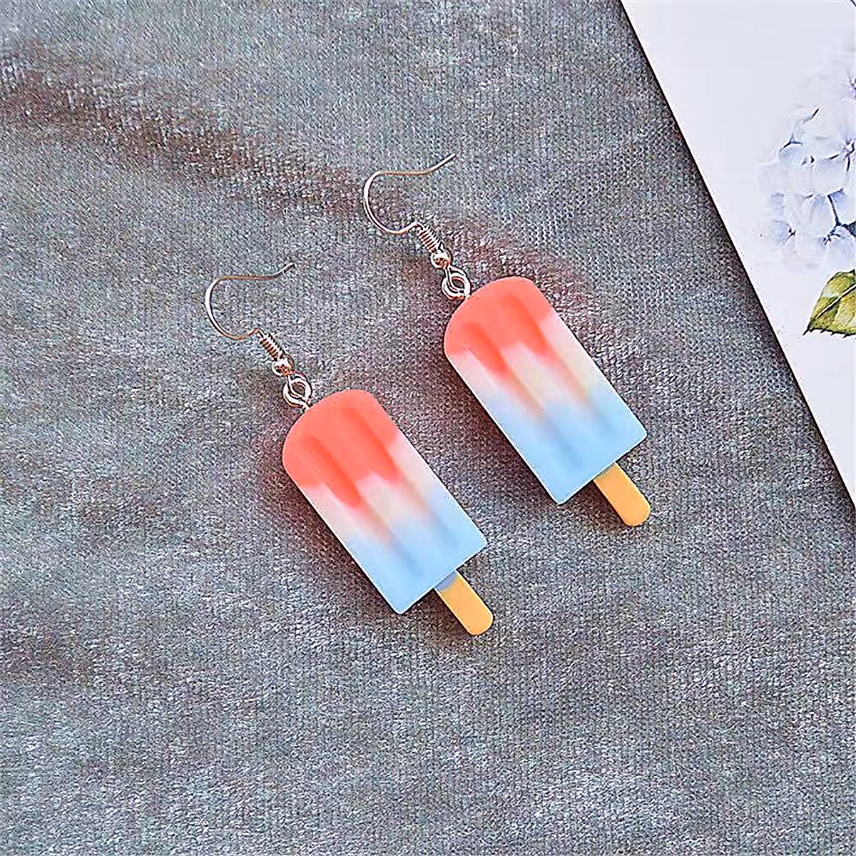 CHUNYANAN 6 pairs Boho Personality Creative Acrylic Simulation Popsicle Dangle Drop Earrings Three-Color Ice Cream Drop Earrings For Women Chic Jewelry Gift (6 pairs Ice Cream Drop Earrings)
