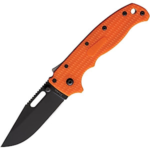 Demko Knives AD 20.5 Shark Lock AUS10A AD20.5 Grivory Handle (Orange Scale/Black DLC/Clip Point)