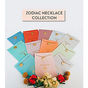 Lucky Feather Aries Zodiac Sign Constellation Pendant Necklace for Women, 14K Gold-Dipped with Adjustable 16” – 18” Chain