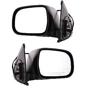 Kool Vue Mirror Set of 2 Compatible with 2005-2011 Toyota Tacoma Driver and Passenger Side Manual Folding, Textured Black, Power Glass
