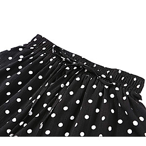 Fuwenni Women's Summer Casual Comfy Culottes Shorts Elastic Waist Wide Leg Beach Shorts with Pockets Black XXL/US 16