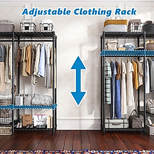 Raybee Heavy Duty Clothes Rack with Cover Loads 795 LBS Clothing Racks for Hanging Clothes Portable Closet Metal Clothes Racks for Hanging Clothes Wire Garment Rack 56" W* 16" D*75.5" H