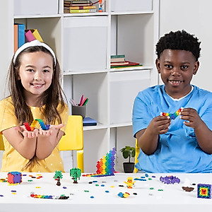 PLUS PLUS 240 Piece Interlocking Building Blocks for Kids, Open Ended Connecting Toys, STEM Bin Mini Manipulatives - Basic Mix Play Tube & Baseplate