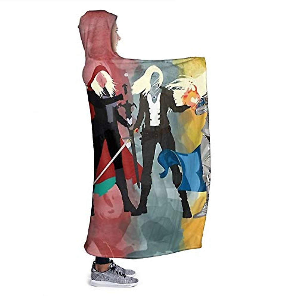 Hooded Blanket Throne of Glass Series Watercolor Comfortable Throw Blankets Suitable for Sofa Blankets for Adults and Children, Bed Blankets 80" X60