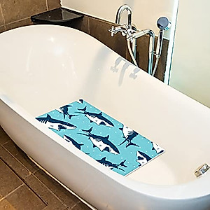 bm21S1HGJ Cartoon Shark Kids Bath Mats for Tub, Non-Slip Bathtub Mat, Shower Mat for Baby Toddler Children, Machine Washable Bathroom Mat- 15.7 x 27.9 in