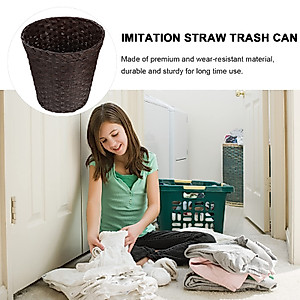 Healvian Home Decor Woven Waste Basket Paper Wicker Trash Can Round Wastebasket Garbage Bin for Bathroom Essentials Sundries Laundry Storage Basket Coffee Laundry Basket