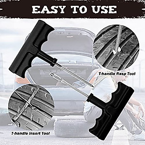 BVRILA Tire Repair Kit, Heavy Duty Tire Plug Kit for Flat Tire Puncture Repair, 10 Pcs Value Pack, Car Emergency Tool Kit fit for Autos, Cars, Motorcycles, Trucks, RVs