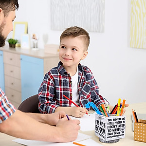 Wooden Spinning Pen Holder for Desk I'll Remember It Later Pencil Holder Cute Organizer Funny Desk Decor Pencil Case Art Supply Storage Box for Home Office (White)