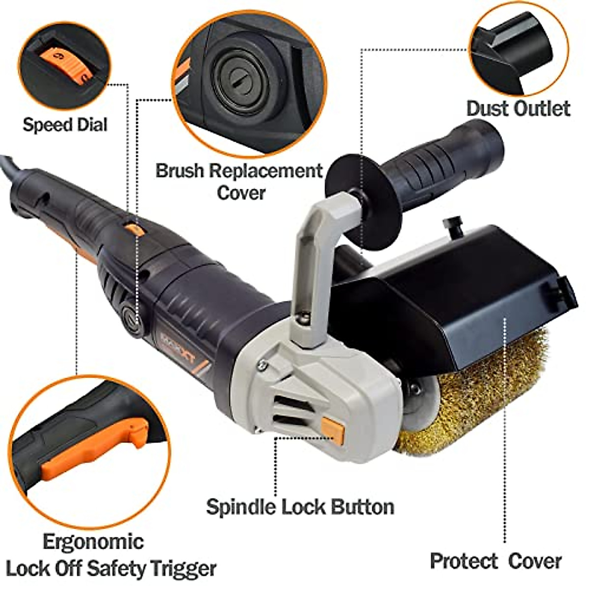 MAXXT Burnishing Polishing Machine 1300W Exterior Renovator with Steel Wire Drawing Wheel for Concrete Metal Stainless Steel Wood Polishing