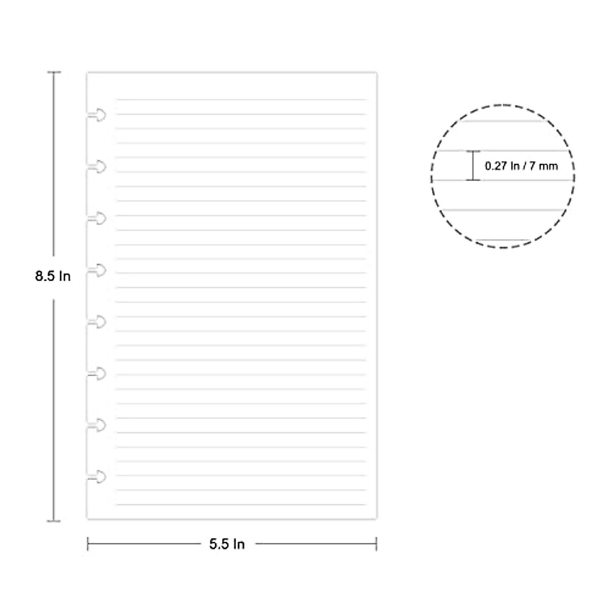 Junior Size Refills Paper, A5 Loose Leaf Paper for TUL Custom Note-Taking System Discbound Notebook Planner Inserts, White, Total 100 Sheets/200 Pages, College Ruled, 5.5 X 8.5 Inch