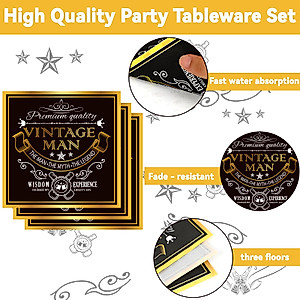 gisgfim 200 PCS Vintage 50th Birthday Plates and Napkins Party Tableware Set 1975 50th Birthday Party Table Supplies Cheers to 50 Years Paper Plate Napkin Fork 50 Guests for Men