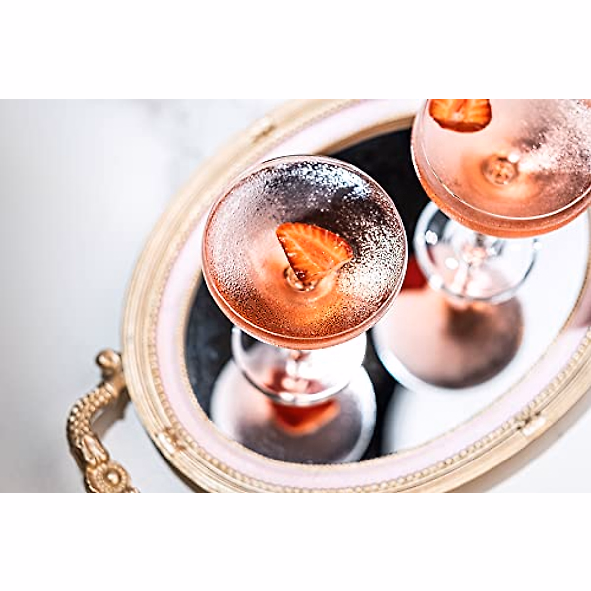 GLASSIQUE CADEAU French Small Vintage Champagne Coupe Glasses | Set of 4 | 6 oz Crystal Classic Cocktail Glassware - Martini, Sidecar, Daiquiri | Retro Saucers for Bar Drinks