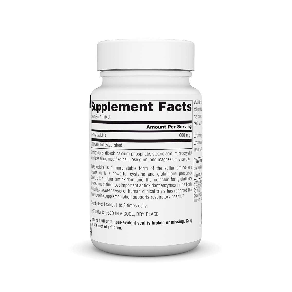 Source Naturals N-Acetyl Cysteine Antioxidant Support 600 mg Dietary Supplement That Supports Respiratory Health* - 60 Tablets