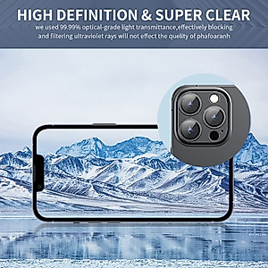 Mansoorr Camera Lens Protector for iPhone 14 Pro/iPhone 14 Pro Max, Alloy Metal Camera Cover with Tempered Glass Screen Protector Accessories,Black 2 Pack