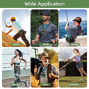 CHARMPㅤ Waist Fan - Portable Neck Fan with 10000mAh Battery, 24-Hour Runtime, LED SOS Light, 3 Speeds, 15500RPM Strong Airflow - Ideal Belt Clip Fan for Jobsite, Farming, Fishing