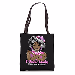 International Women's Day 2023 Embrace Equity Black Queen Tote Bag