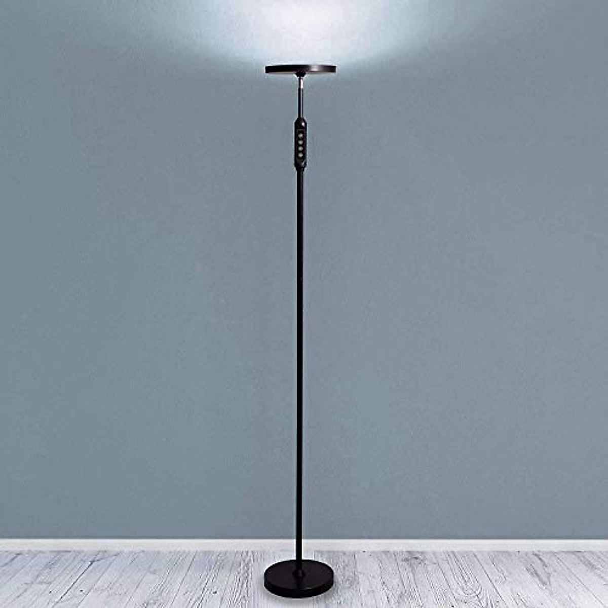 Kenley Daylight LED Floor Standing Lamp - Tall Modern Reading Task Uplight - 24W Adjustable Warm Cool Super Bright Natural Light Torchiere for Living Room, Dorm, Bedroom or Office - Dimmable - Black