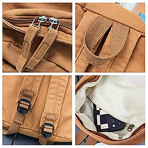 MININAI Vintage Canvas Backpack Grunge Hippie Boho Backpack College Bag Aesthetic Laptop Backpack Simple Travel Rucksack (Green,One Size)