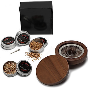 Cocktail Smoker Kit for Whiskey,Drink,Bourbon Smoker Kit with 4 Different Natural Wood Chips Luxury Gift Set Bar Tool for Drinking Dad Husband Men
